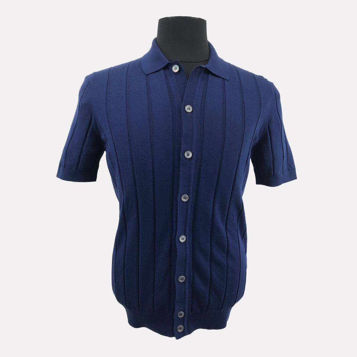 Italian Made Cotton Full Button Polo / Blue– Churchills-Crossings Menswear